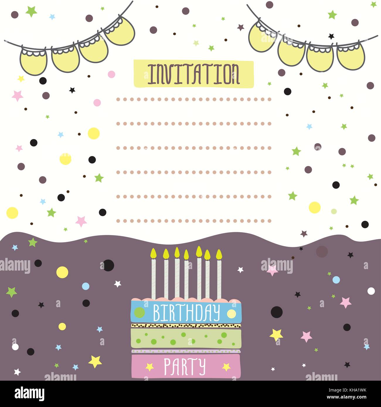 Happy Birthday Invitation Card Design Vector Illustration Stock Vector