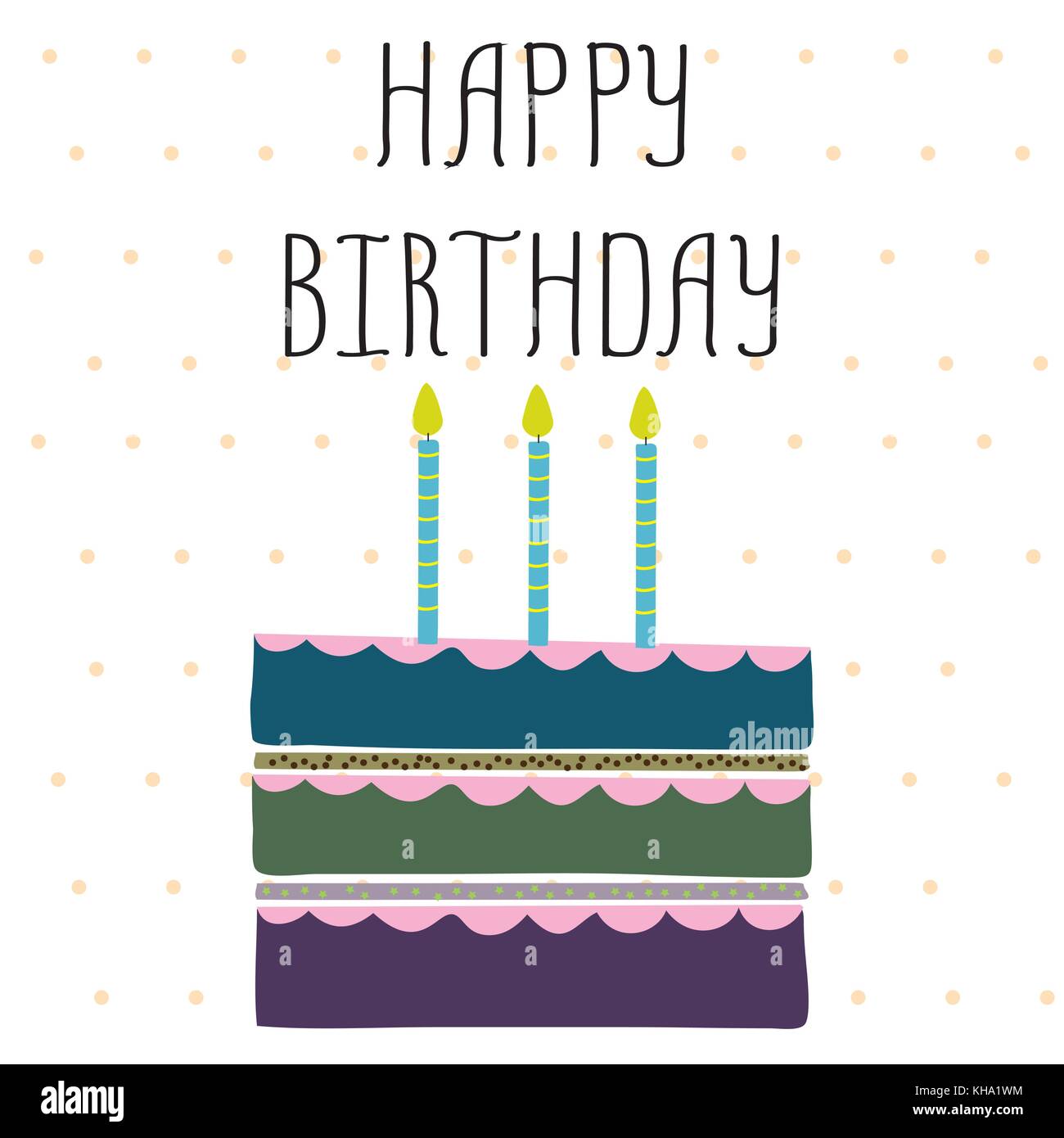 Vector happy birthday card. Birthday cake. Vector Illustration.Colorf ...