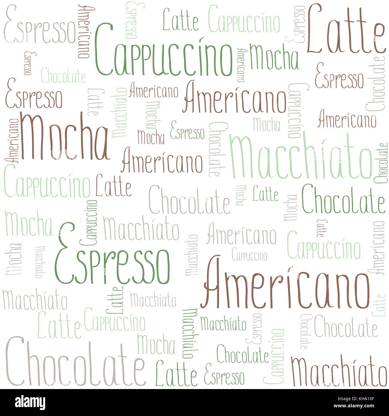 Coffee words background, vector illustration on white background Stock ...