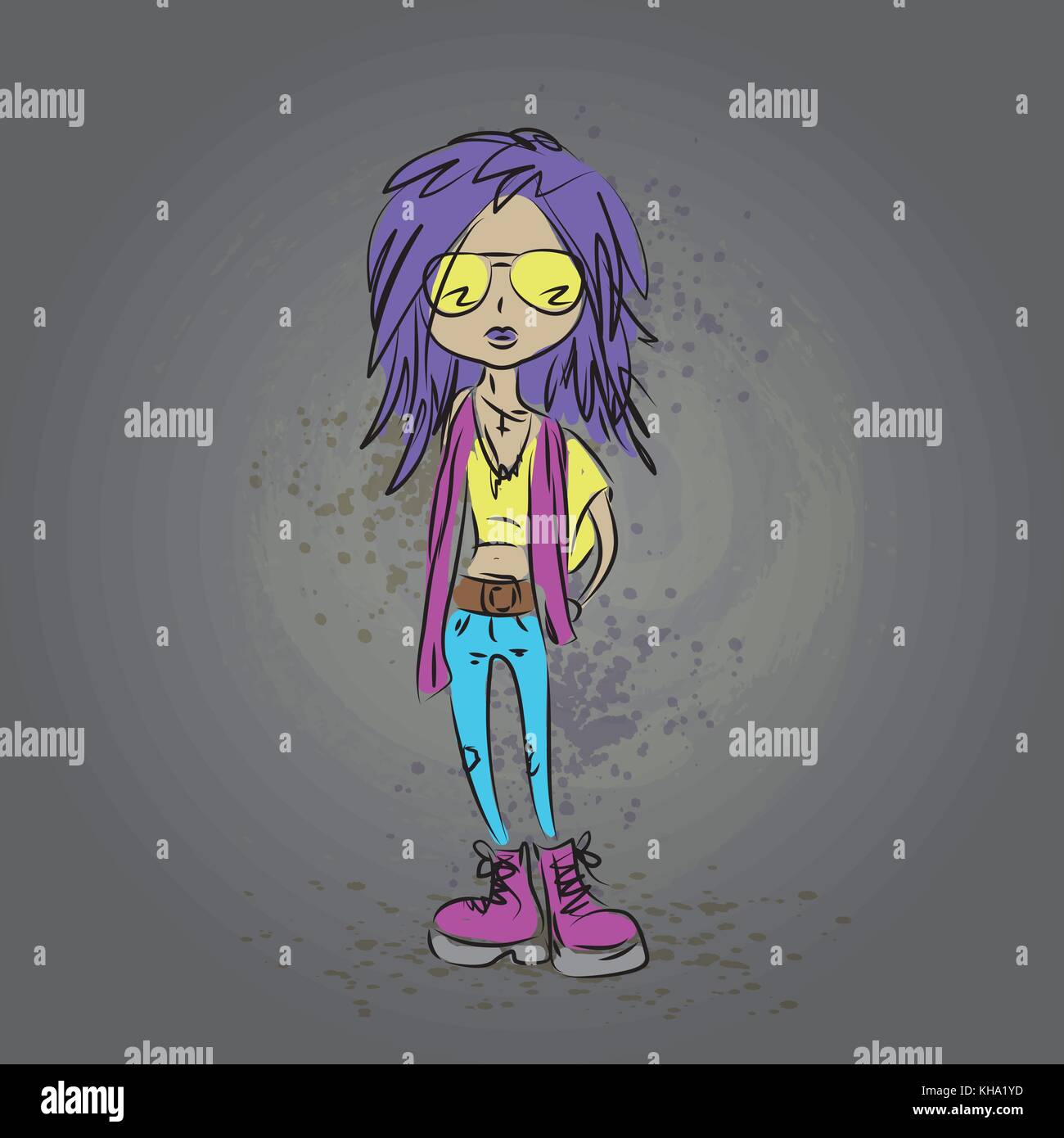 rock girl ,hand drawn, vector illustration Stock Vector Image & Art - Alamy