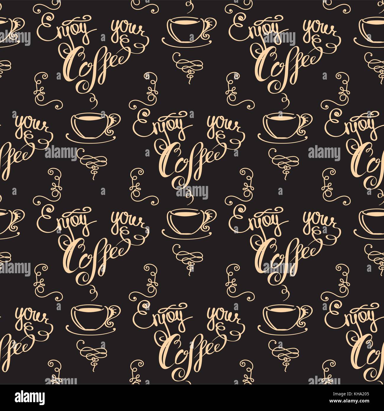 Enjoy your coffee seamless pattern, vector illustration Stock Vector ...