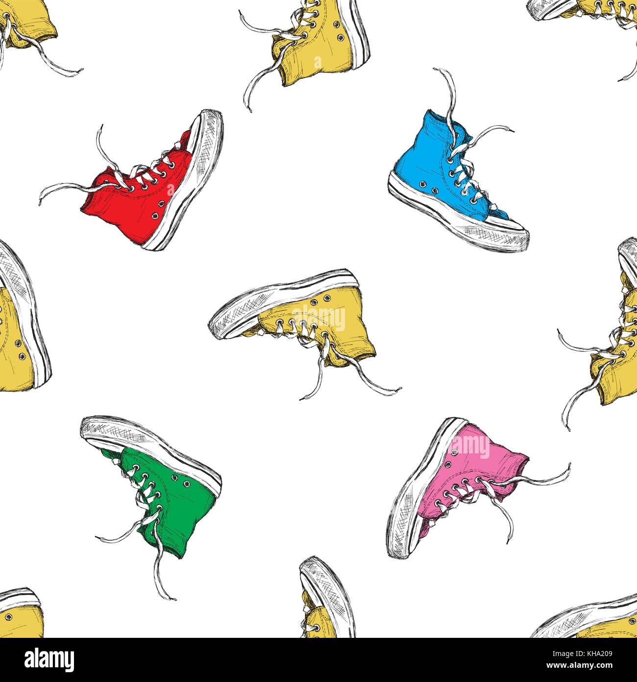Seamless pattern with vintage sneakers, vector Stock Vector Image & Art ...