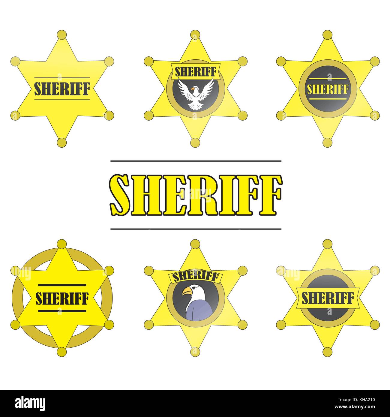 Sheriff Stars icon set isolated on white background, vector ...