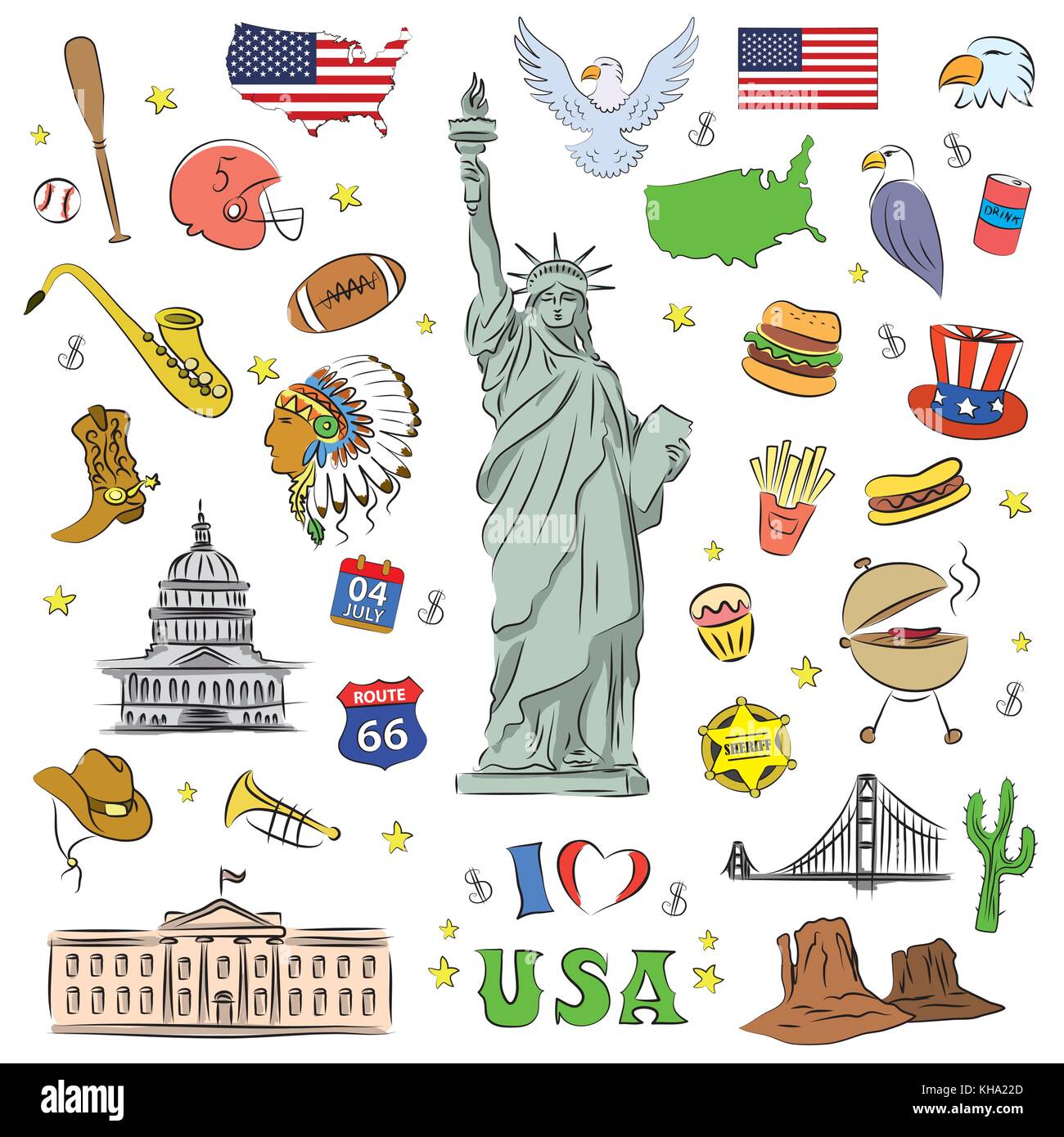 Hand Drawn Map America Drawing Stock Photos & Hand Drawn Map America ...