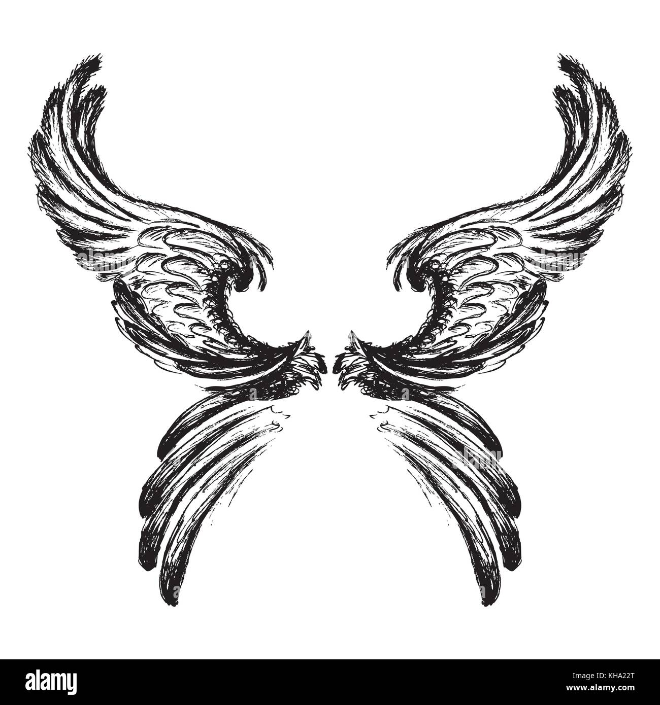 Wings, hand drawn, vector isolated on white background Stock Vector ...
