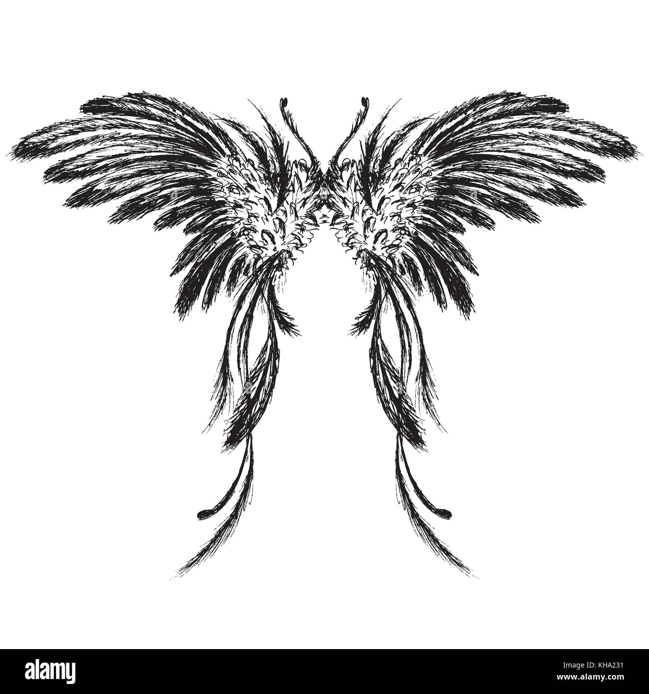 Wings isolated on white background,hand drawing, vector illustration ...