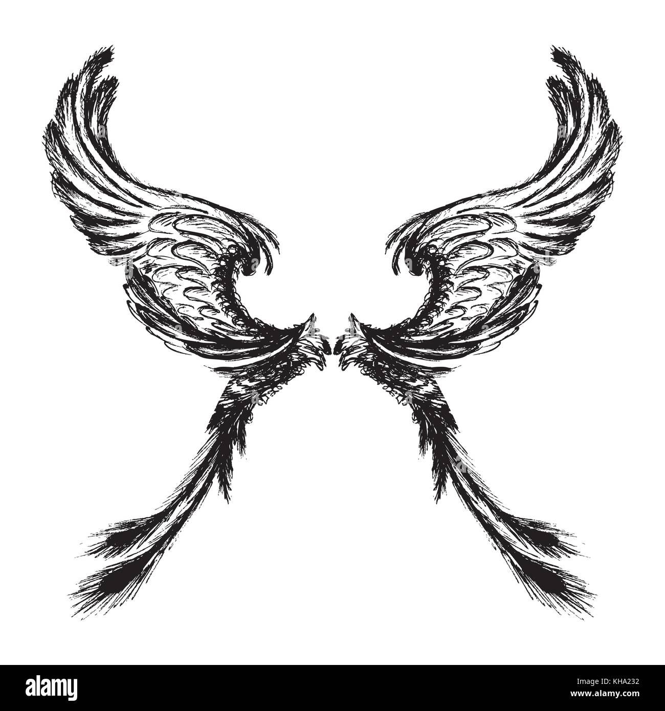Wings isolated on white background,hand drawing, vector illustration ...