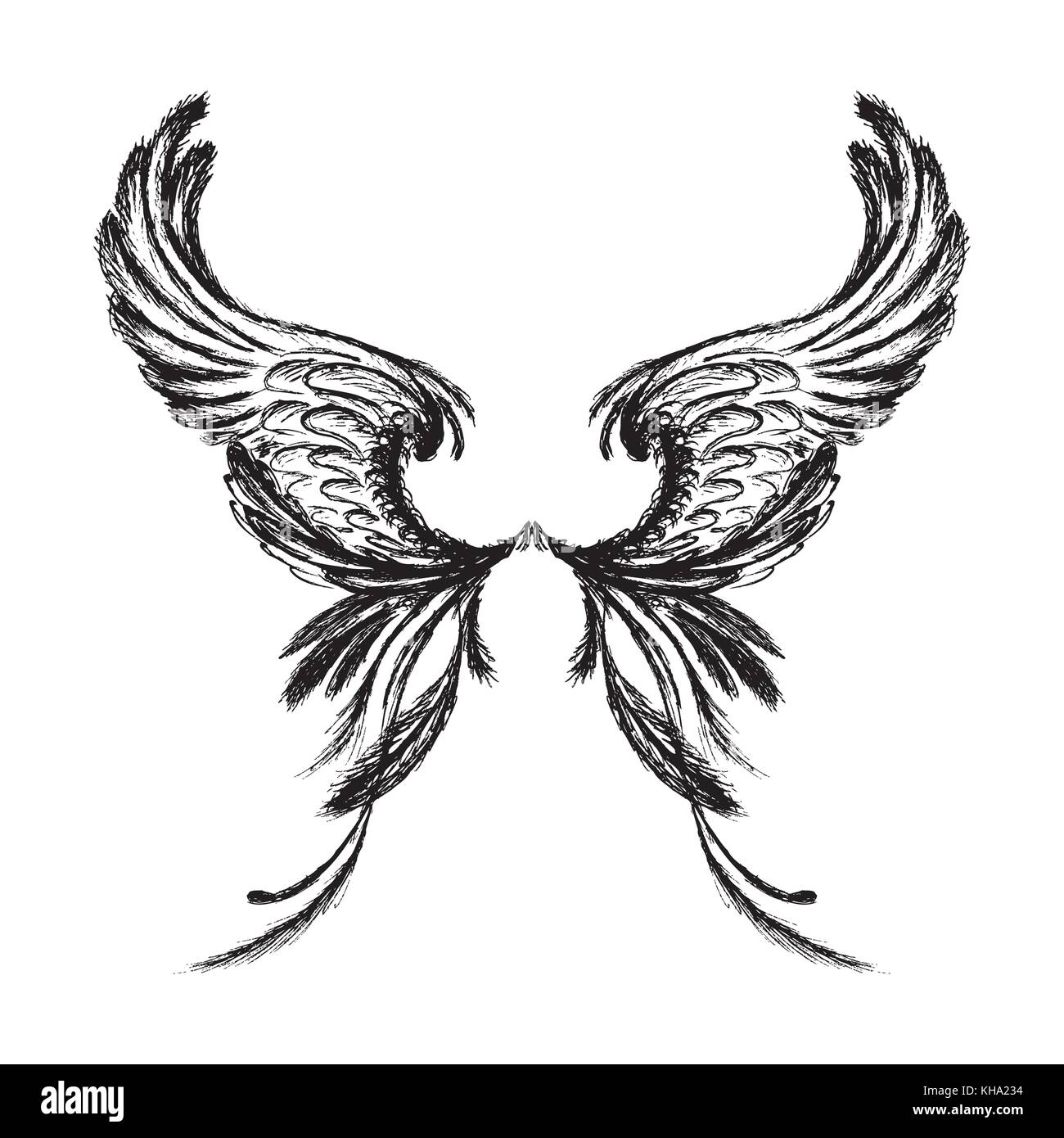 Wings isolated on white background,hand drawing, vector illustration ...