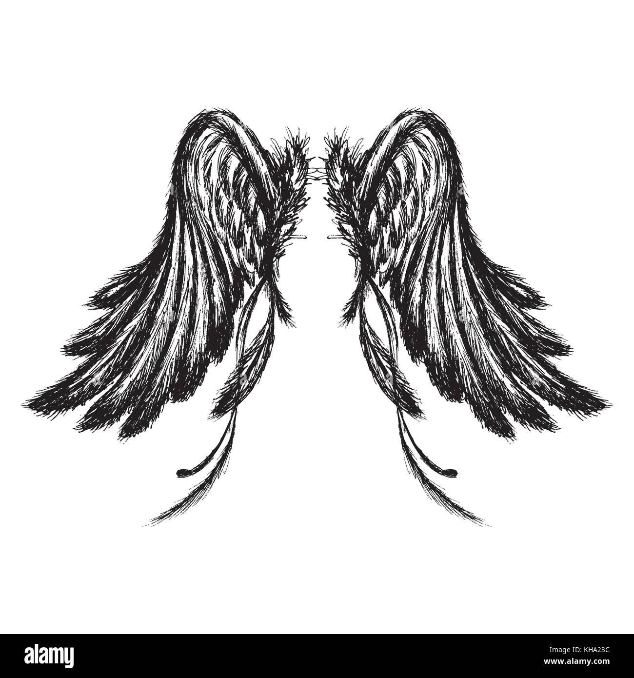 Wings isolated on white background,hand drawing, vector illustration ...