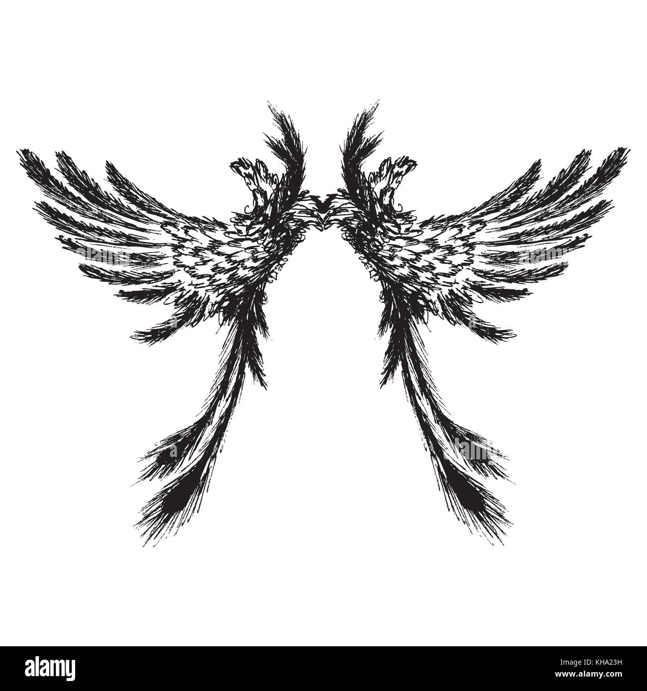Wings isolated on white background,hand drawing, vector illustration ...