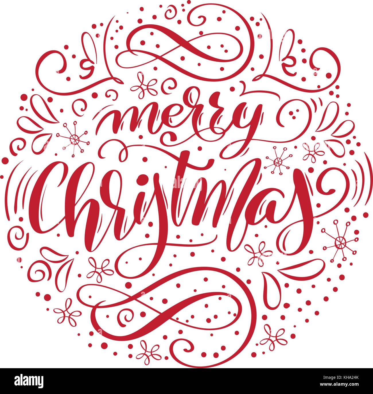 Merry Christmas handwritten text. Hand drawn calligraphy and lettering ...