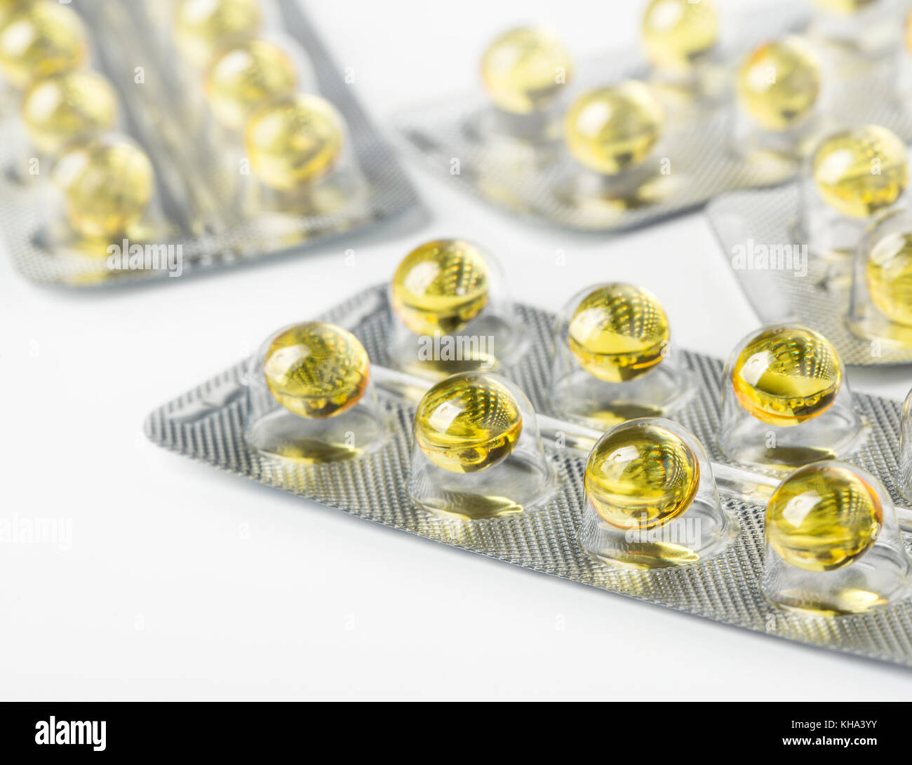 oil omega 3 gel capsules isolated on white l background. Vitamin ...