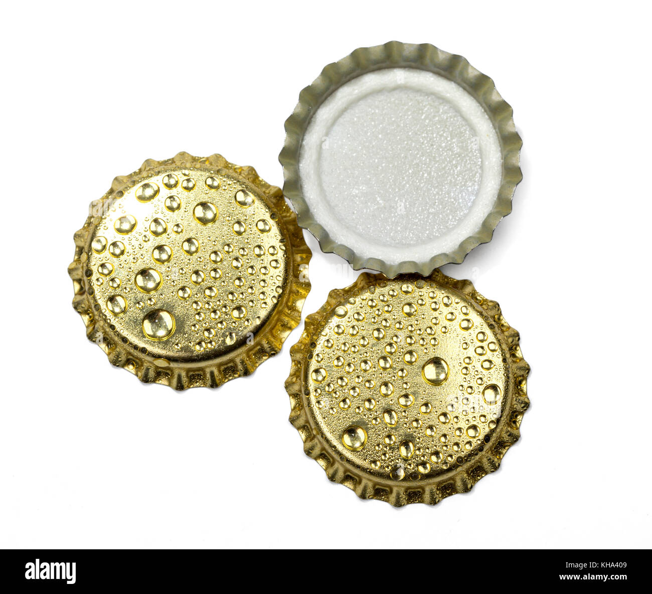 beer bottle cap close up macro Isolated on white background with ...