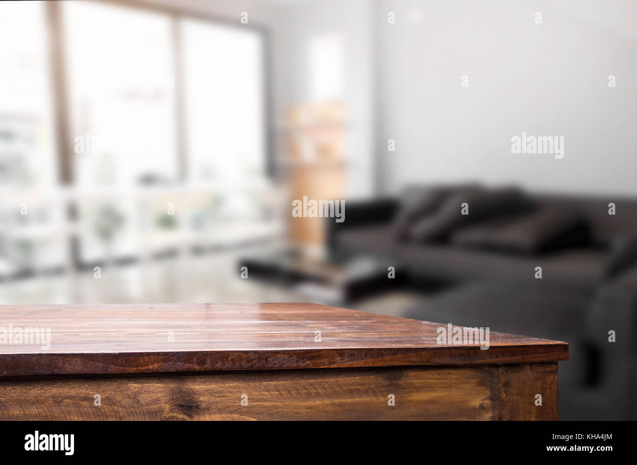 Empty wooden table and room interior decoration background, product ...