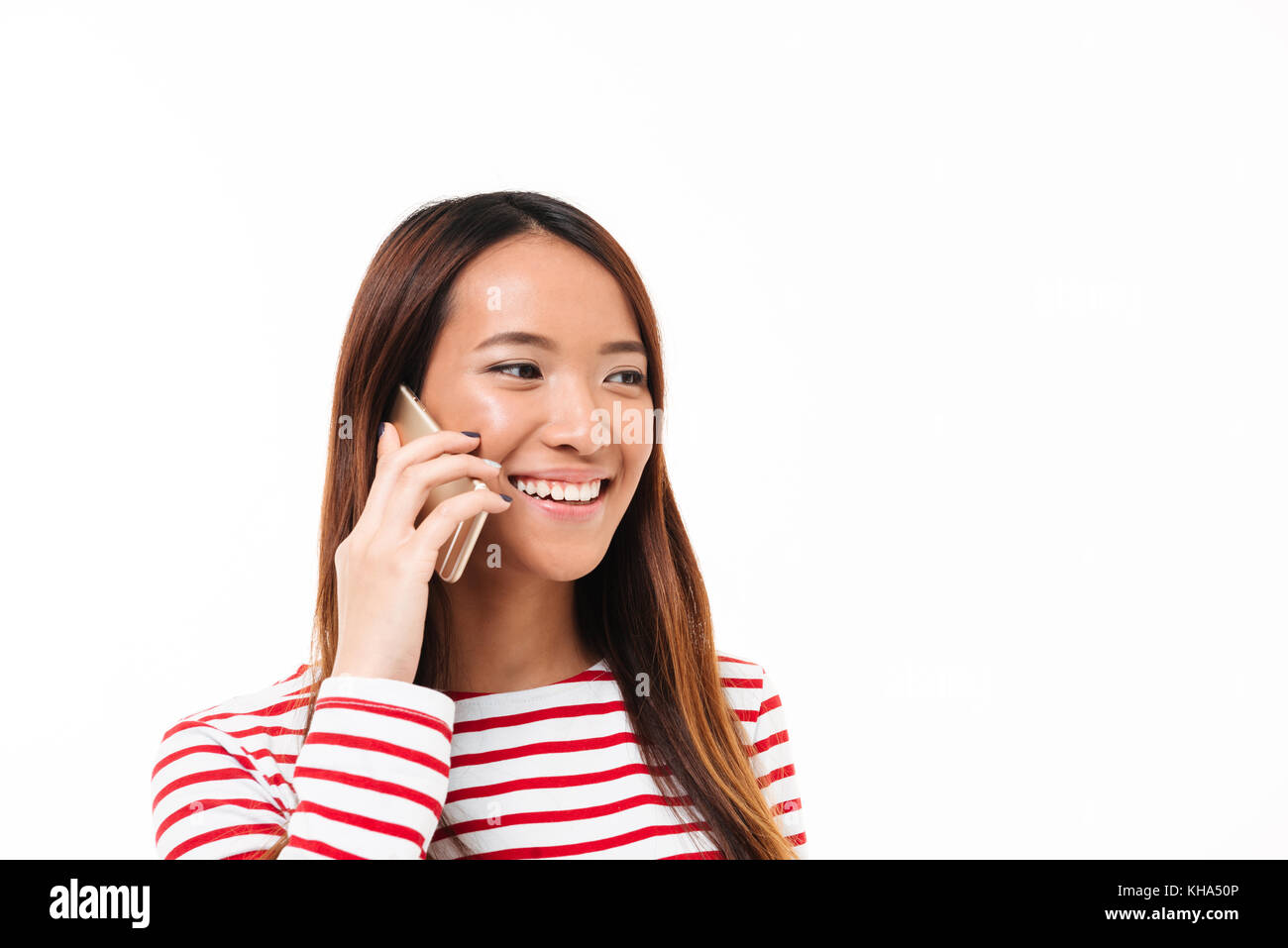 Chinese girl talking on cell hi-res stock photography and images - Alamy