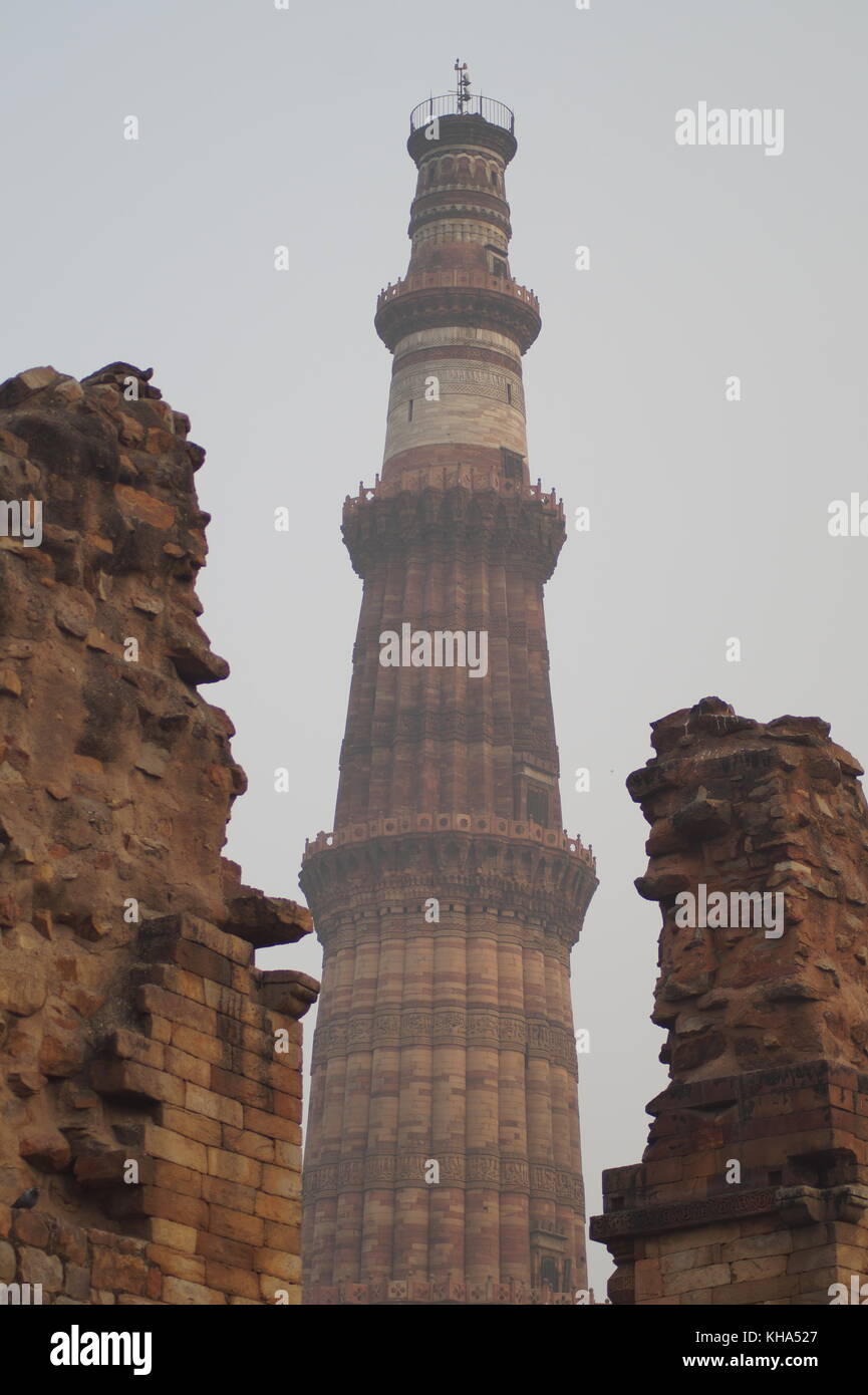 Qutub Minar-Beautiful piece of Mughal architecture in India Stock Photo ...