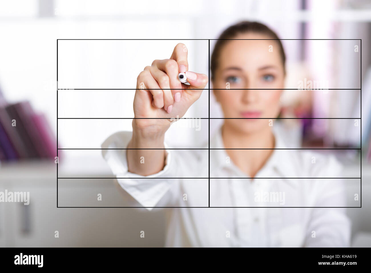 hand of woman writing List on screen Stock Photo - Alamy