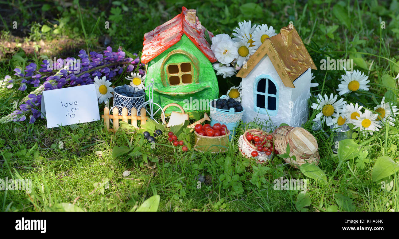 Model houses in the garden Stock Photo - Alamy