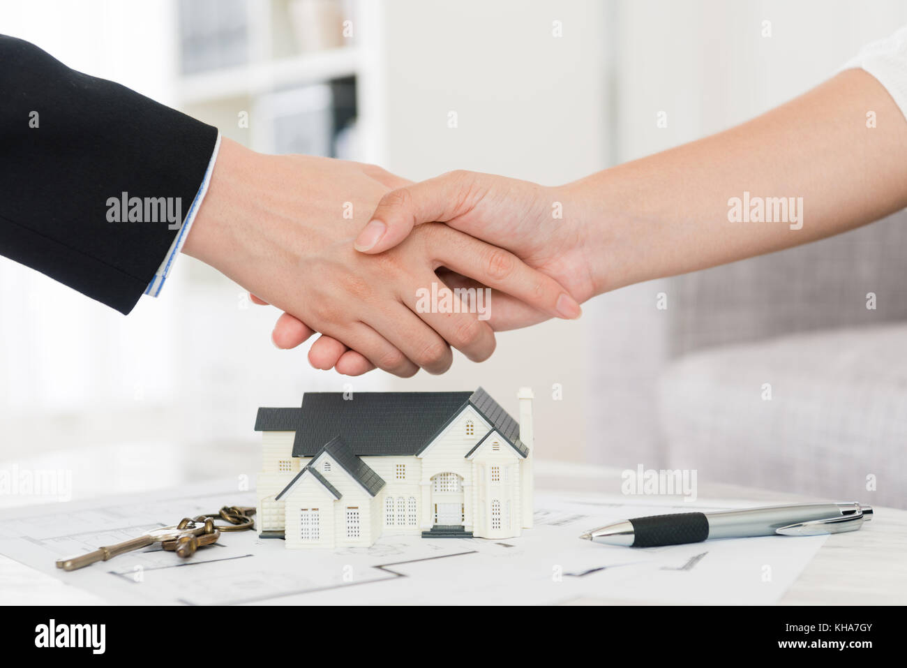 house agent successfully selling building scheme concept - business ...