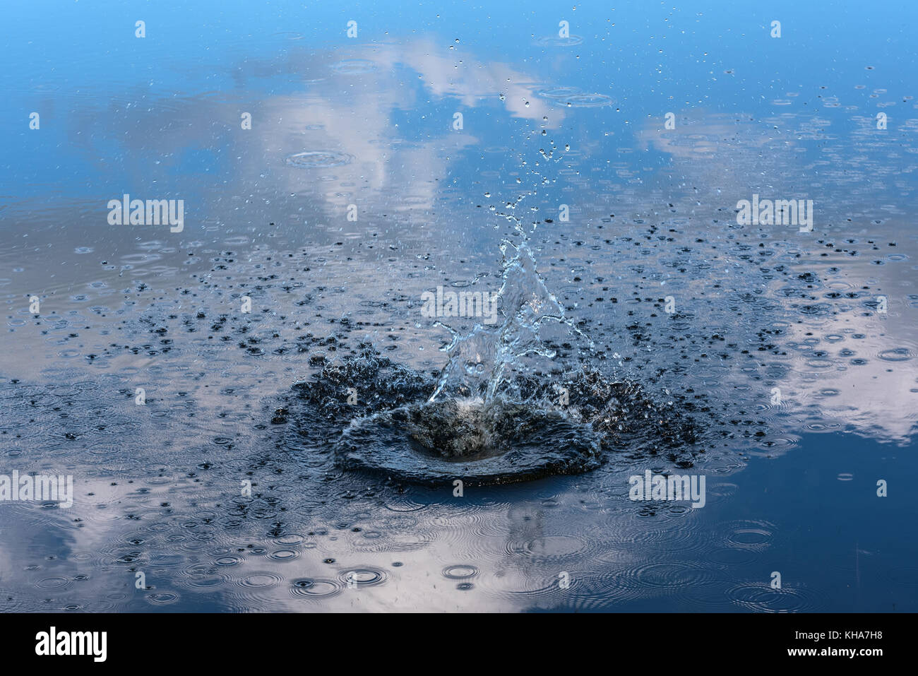 Abstract natural background with water splash and spray in the lake ...
