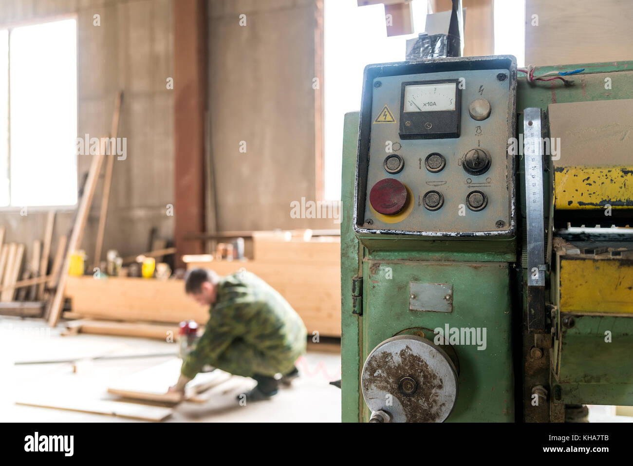 Close up old control board in carpenter's Stock Photo - Alamy