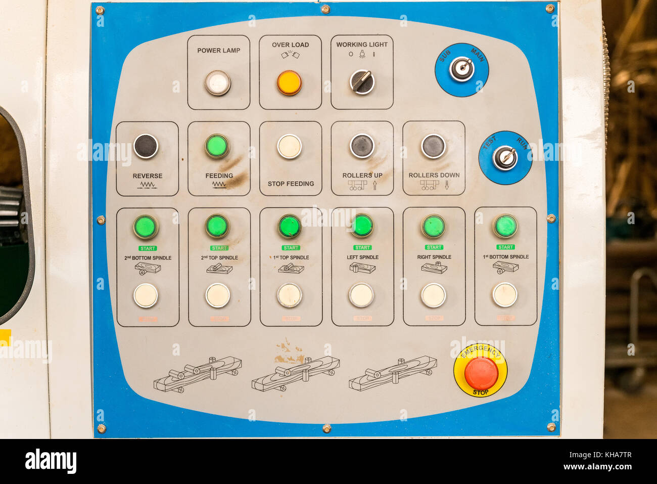 Close up old control board in carpenter's Stock Photo - Alamy