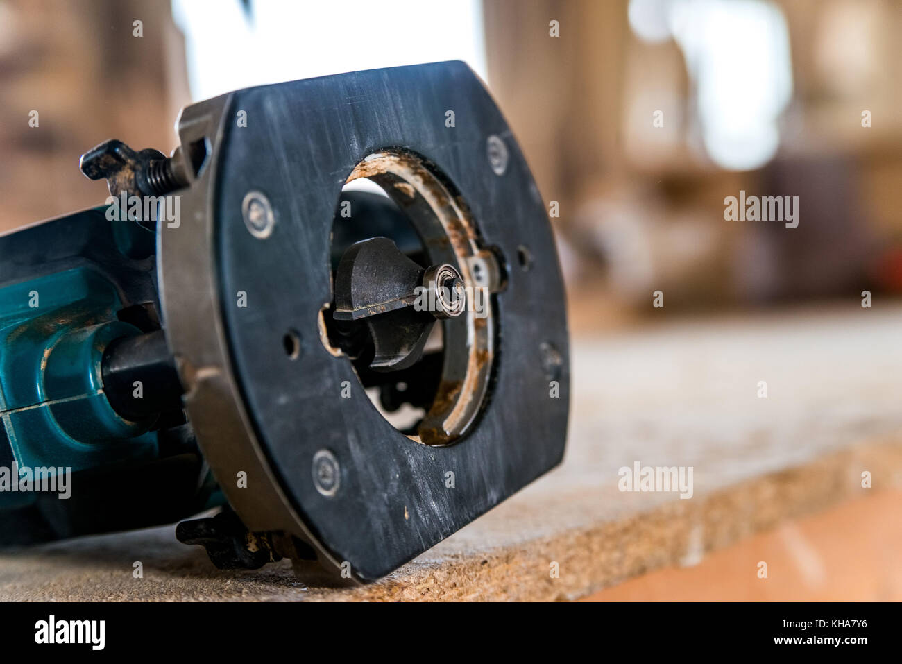 Close up rotary wood cutter woodworking equipment Stock Photo - Alamy