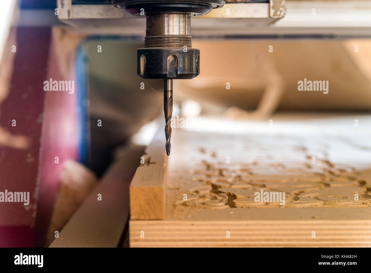 Close up milling machine processes wood Stock Photo - Alamy