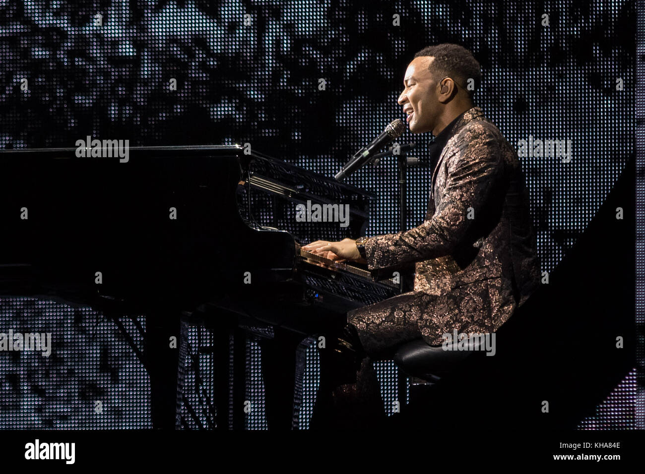 John Legend performing live on stage at the Meo Arena in Lisbon ...