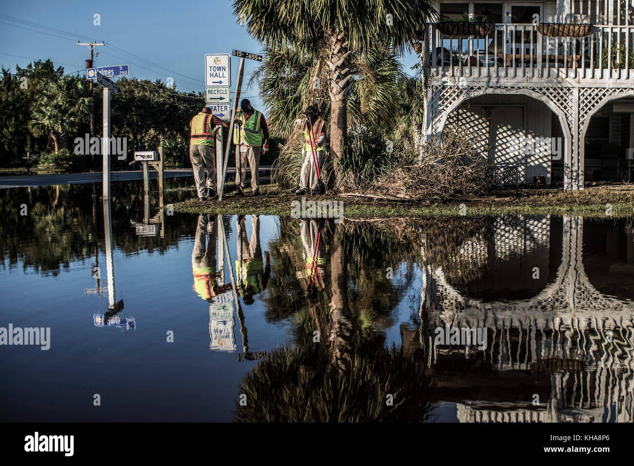 Edisto community volunteers put up a directional sign after Hurricane ...
