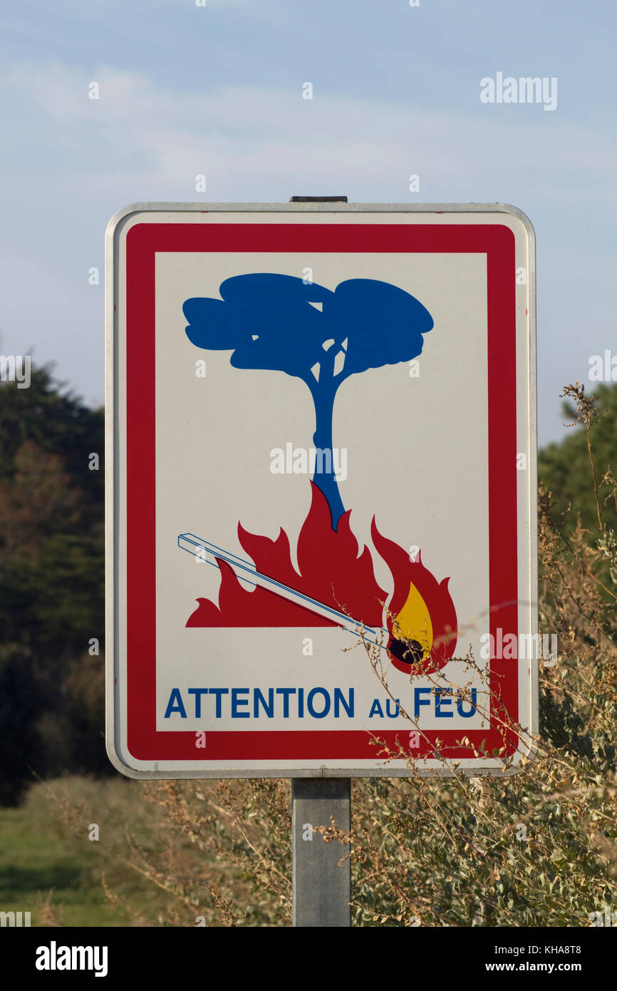 France, close-up on a road sign prohibiting fire Stock Photo - Alamy