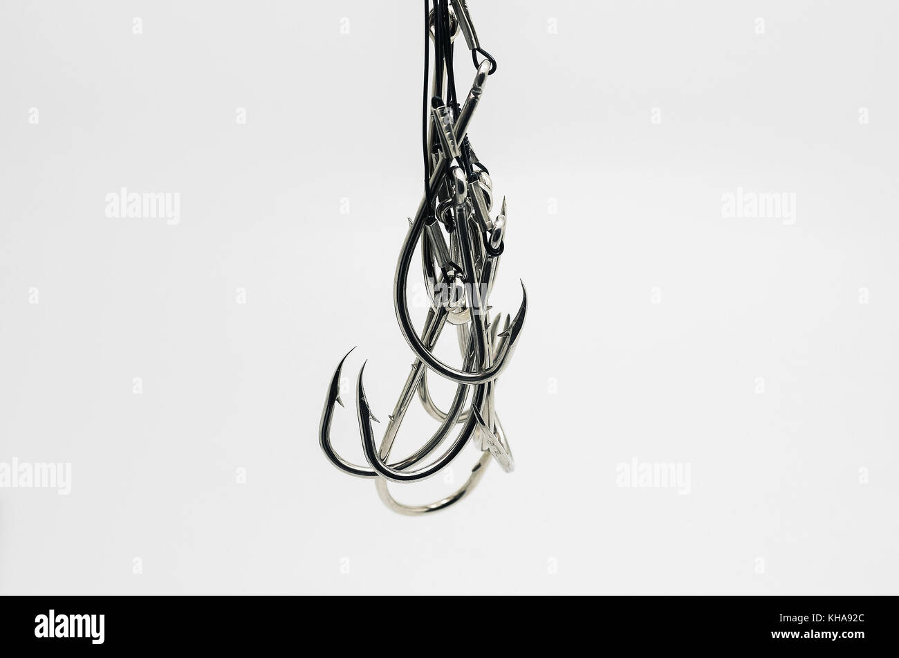 Fishing hook link ready made, tied on the steel cable. Fishing ...