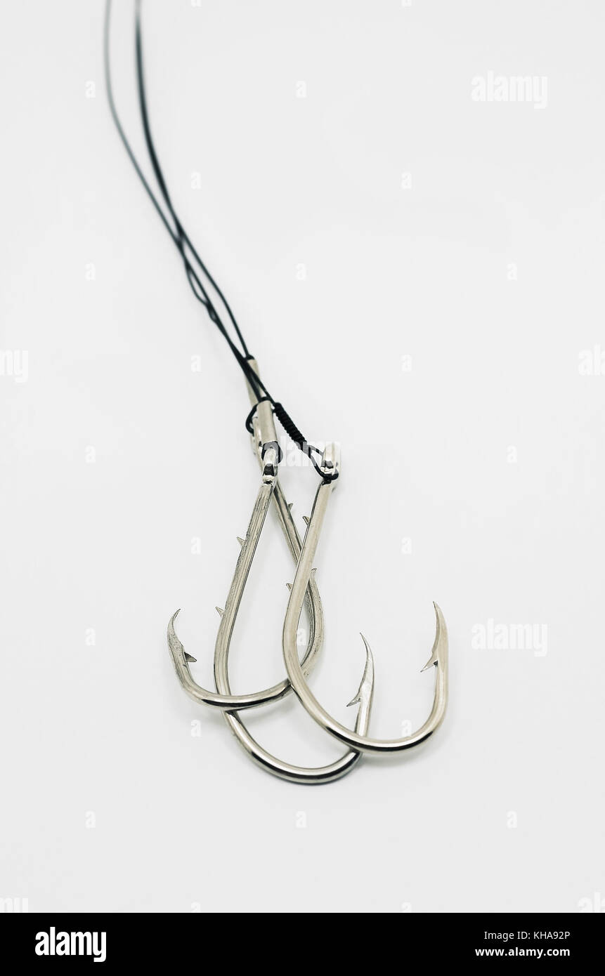 Fishing hook link ready made, tied on the steel cable. Fishing ...
