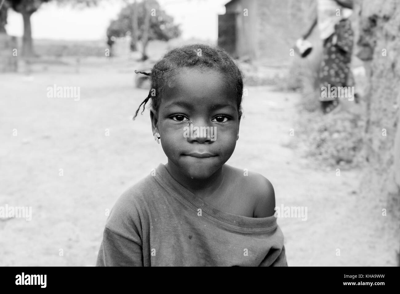 African child with a strong expression on her face. Taken in Mali Stock ...