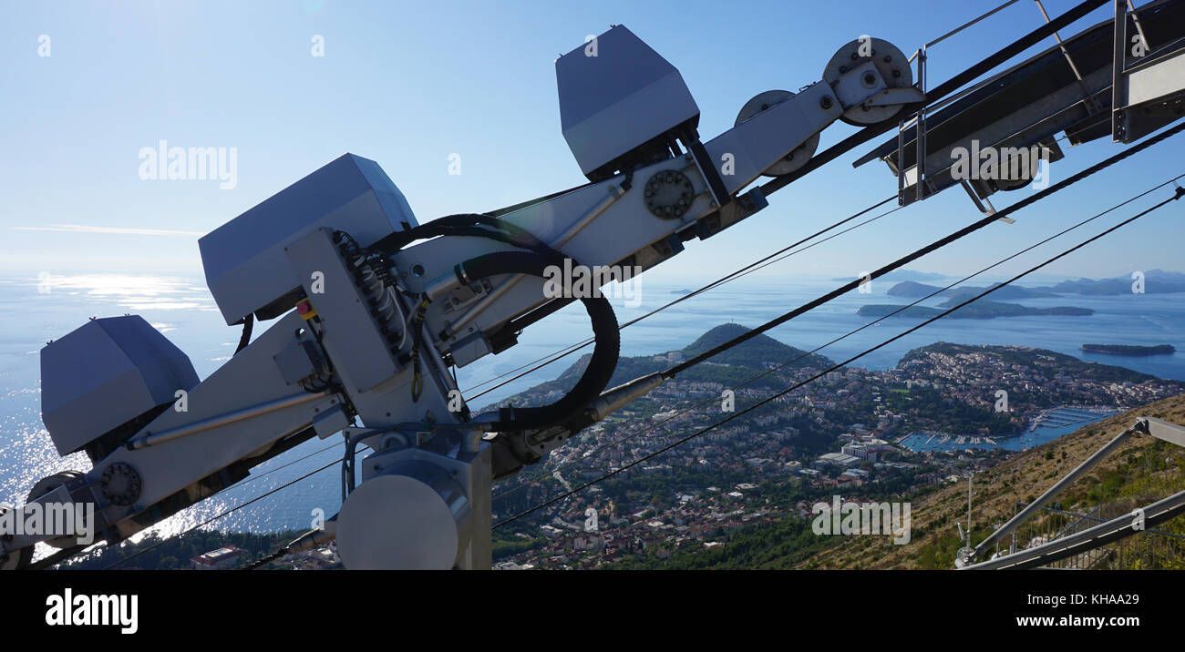 modern cable car running up a hill in dubrovnik in croatia Stock Photo ...