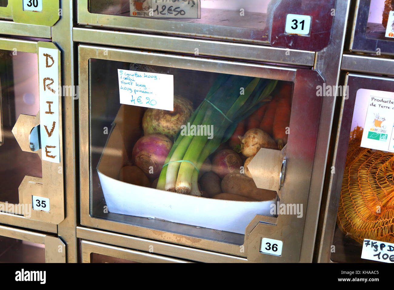 Fruits and vegetables vending machine Stock Photo - Alamy