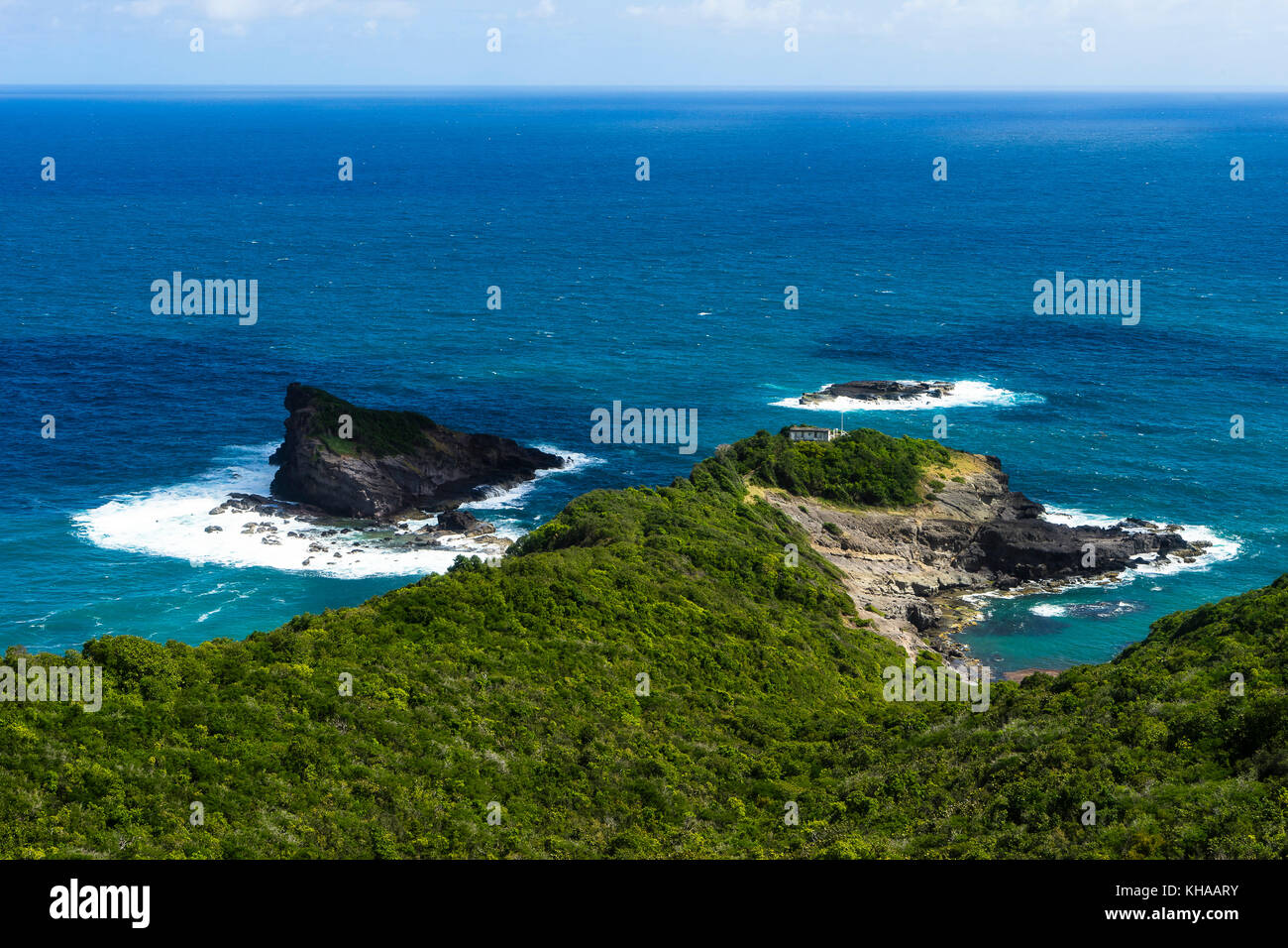 View from the lighthouse of the Caravelle's peninsula, Martinique ...