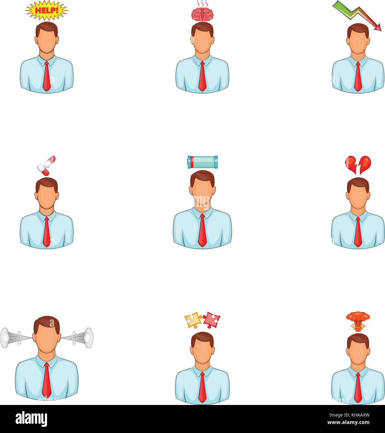 Mental issue icons set, cartoon style Stock Vector Image & Art - Alamy