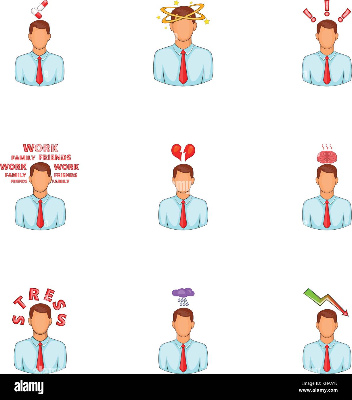 Depressed and stressed manager icons set Stock Vector Image & Art - Alamy