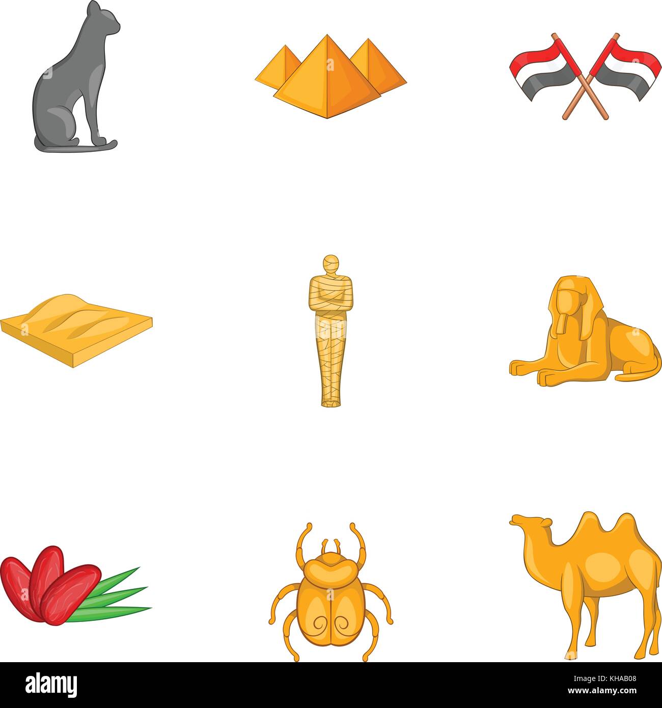 Ancient Egyptian symbol icons set, cartoon style Stock Vector Image ...