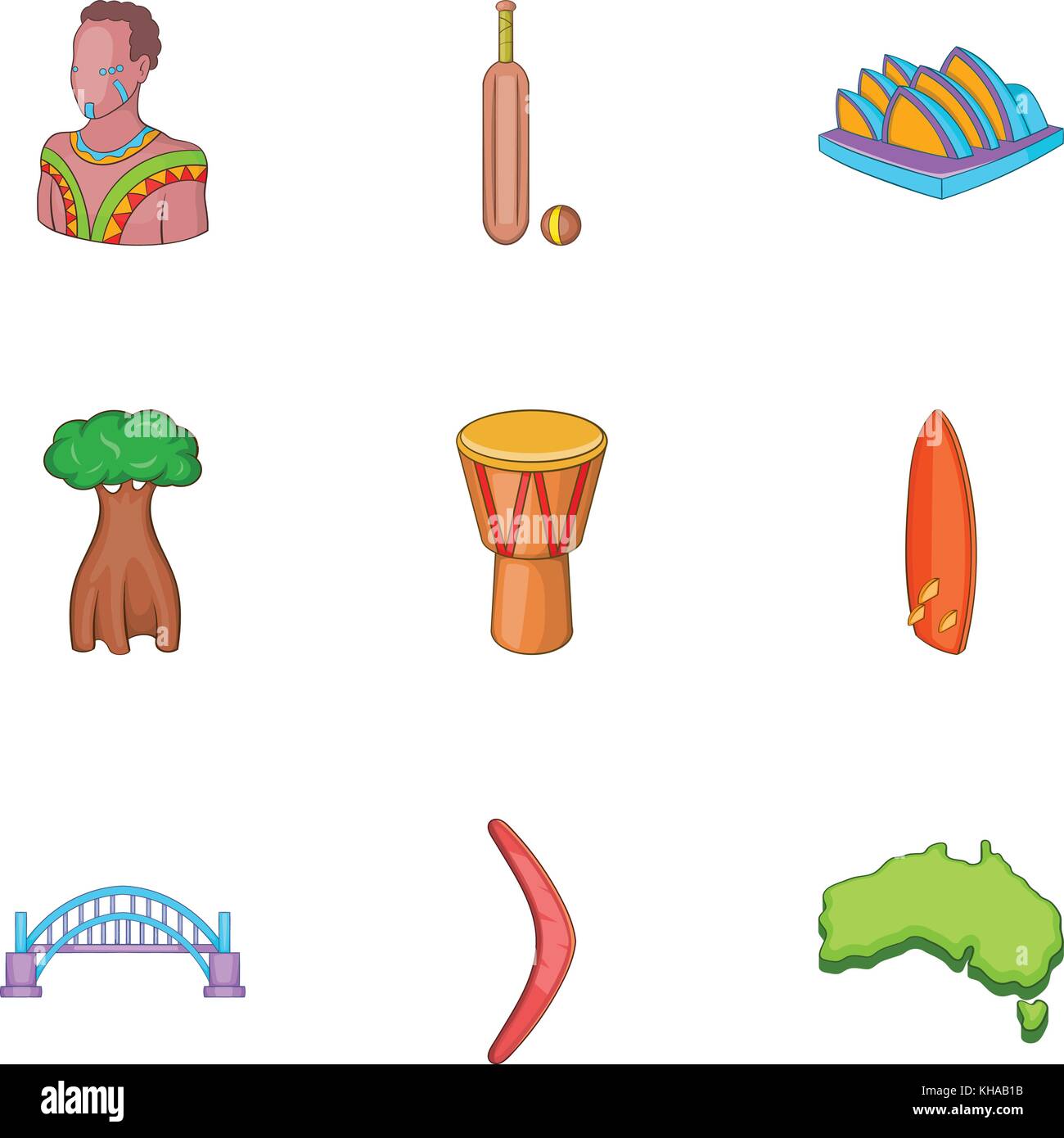 Travel to Australia icons set, cartoon style Stock Vector Image & Art ...
