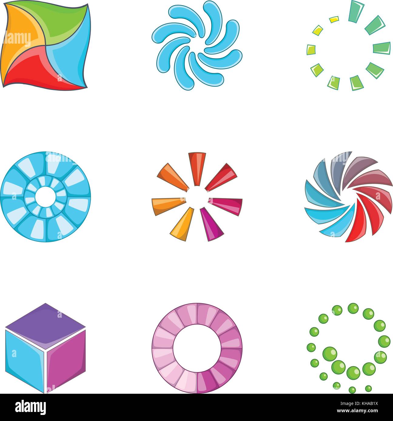Loading indicators icons set, cartoon style Stock Vector Image & Art ...