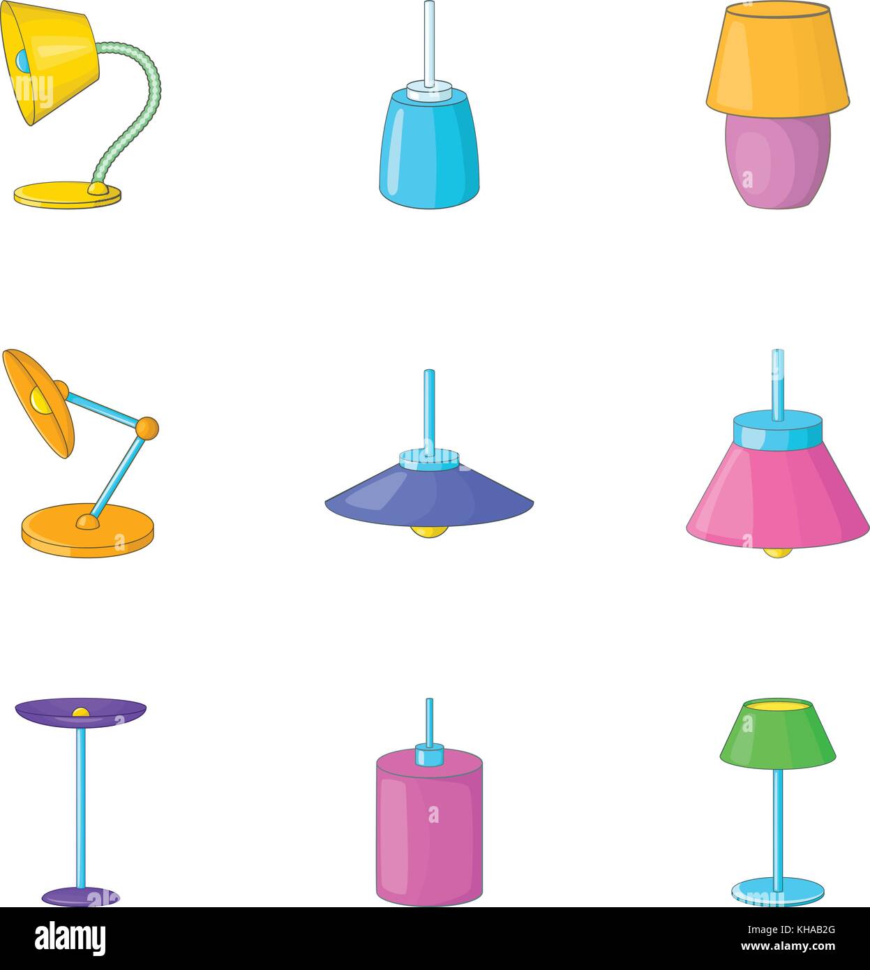 Lamp light icons set, cartoon style Stock Vector Image & Art - Alamy
