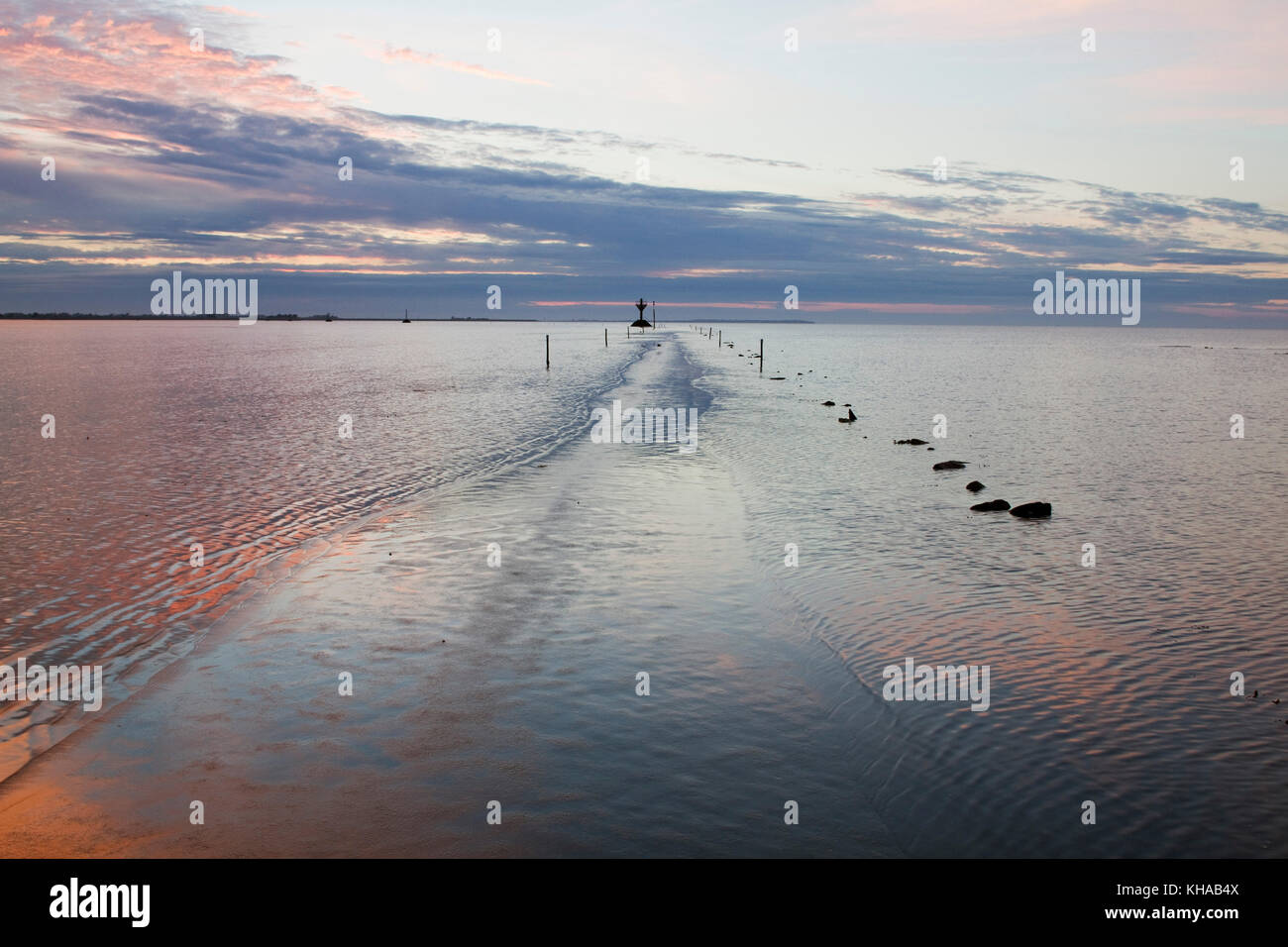 France, Vendee, Passage du Mois, passable road at low tide Stock Photo ...