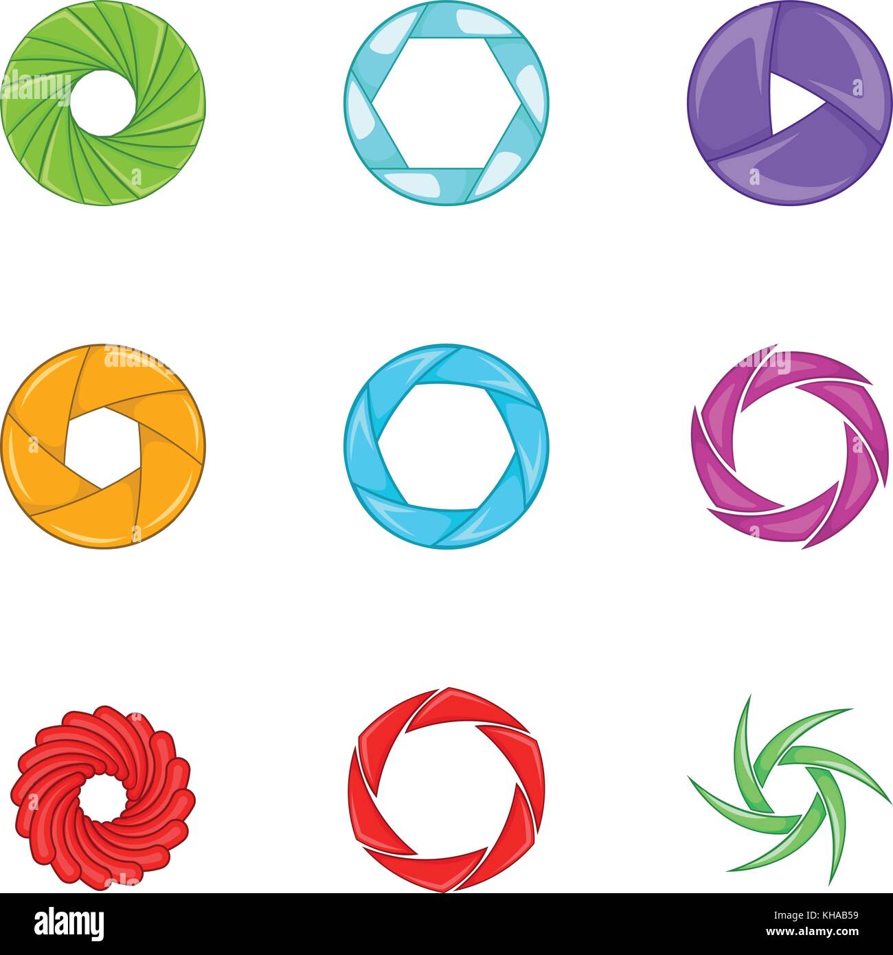 Camera aperture icons set, cartoon style Stock Vector Image & Art - Alamy