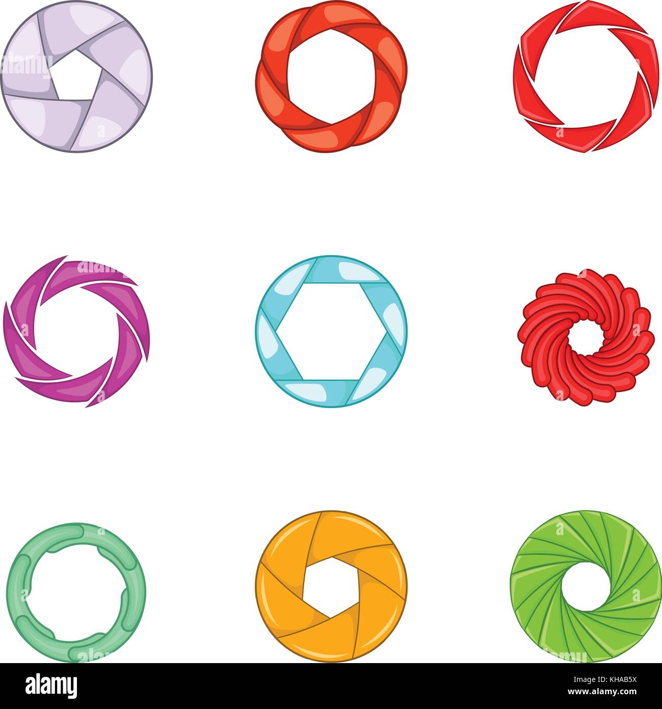 Aperture and photography icons set, cartoon style Stock Vector Image ...