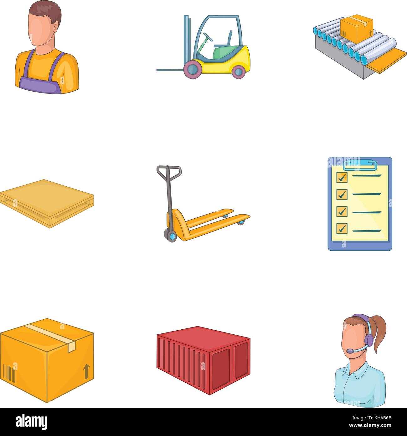 Warehouse transportation and delivery icons set Stock Vector Image ...