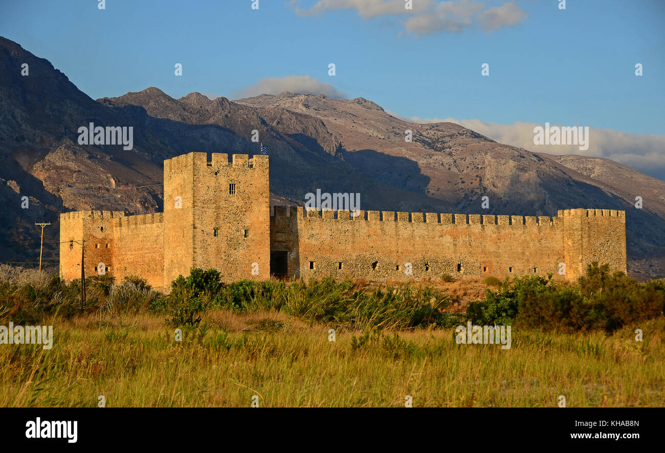 Frangokastello Castle in the evening light, Frangokastello, Sfakion ...