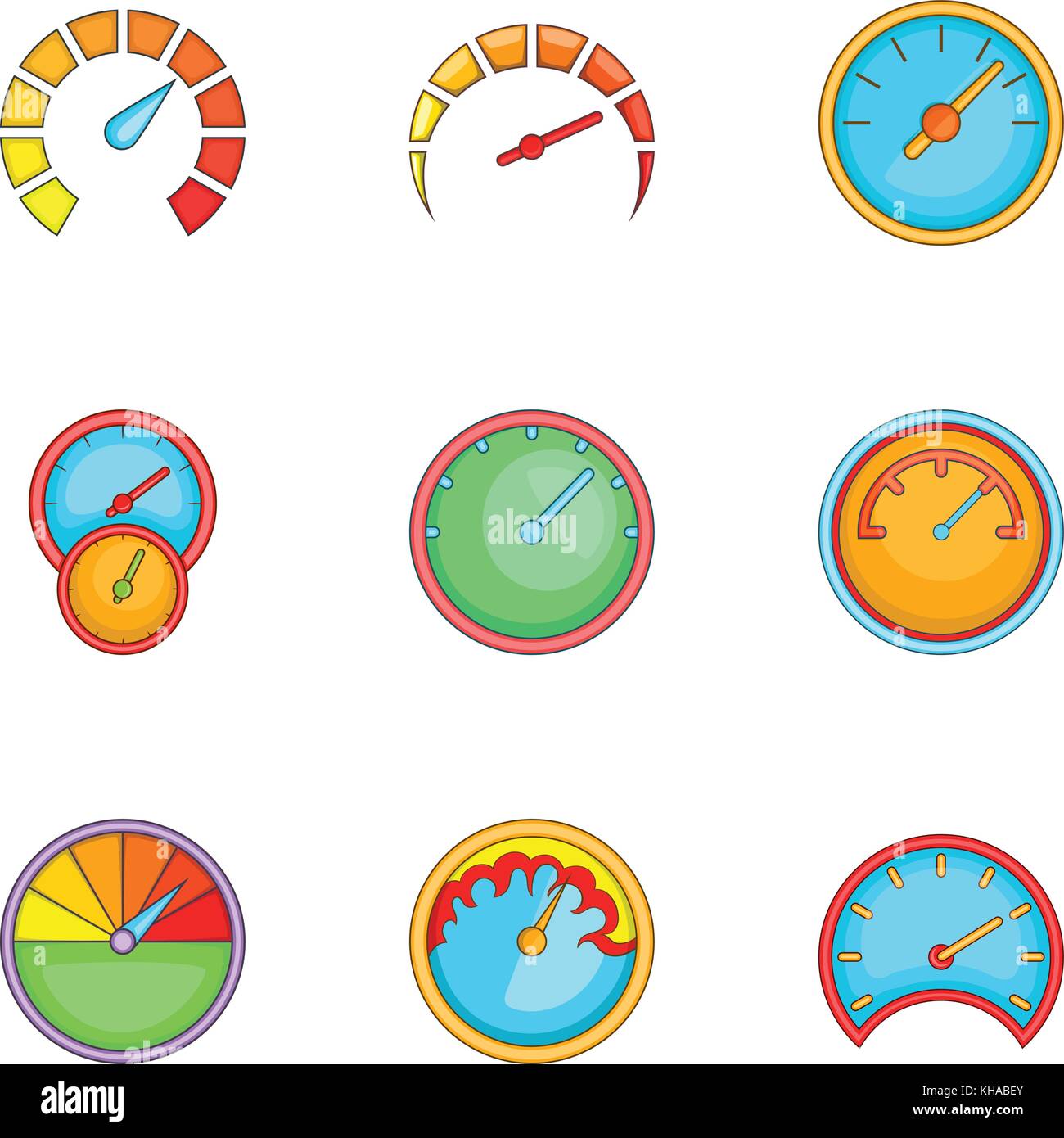 Speedometer or gauge icons set, cartoon style Stock Vector Image & Art ...