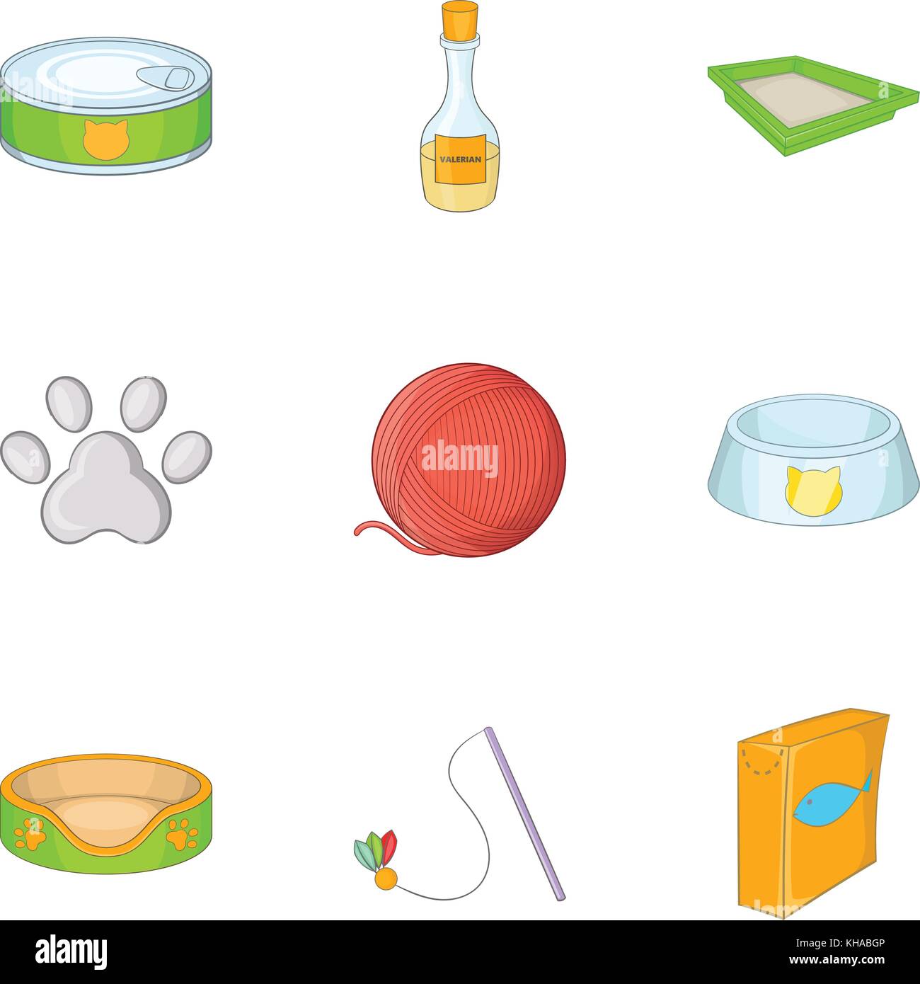 Caring for a cat icons set, cartoon style Stock Vector Image & Art - Alamy